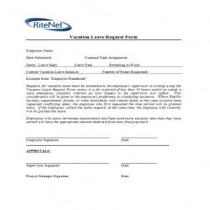 40+ Best Quality Editable Vacation Forms Templates for Students or ...
