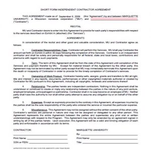 19 BEST Short Form Agreement Templates - Besty Templates